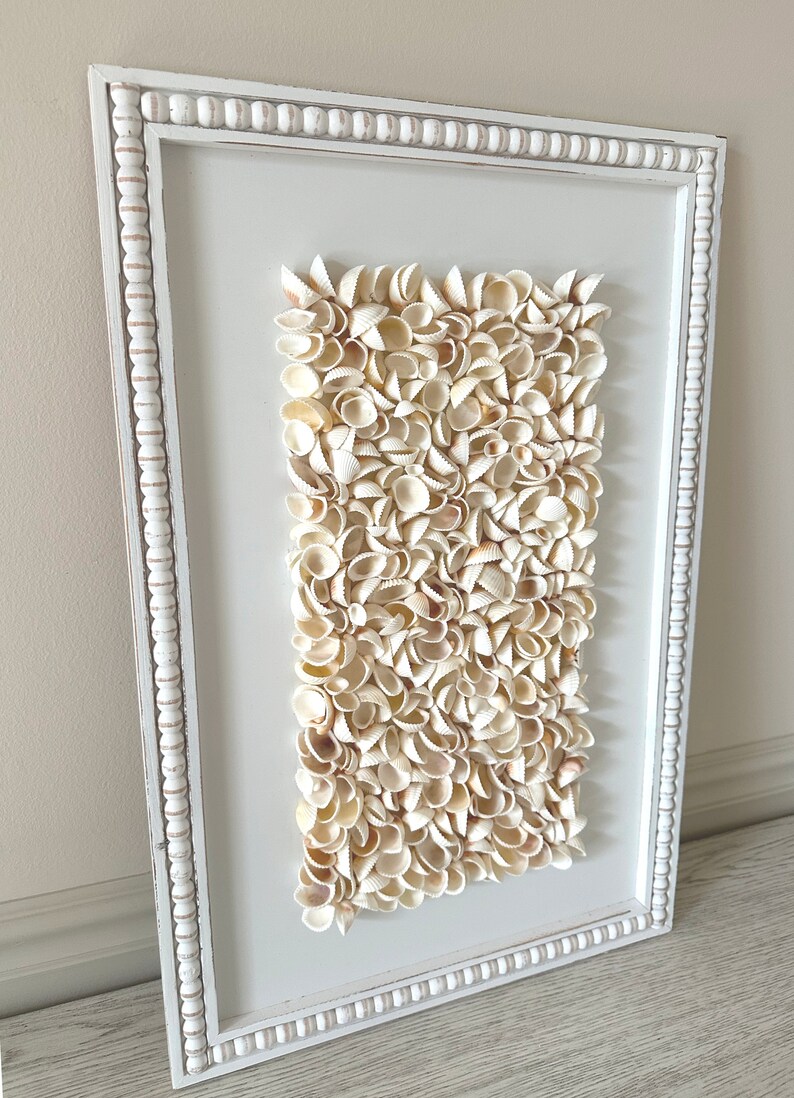 Beautiful White Mosaic Framed Seashell Wall Art / Seashell Wall Art ...