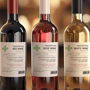 Prescription Wine Label Personalized White, Red, Rose Wine Sticker ...