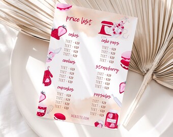 Bakery Price Template - Etsy