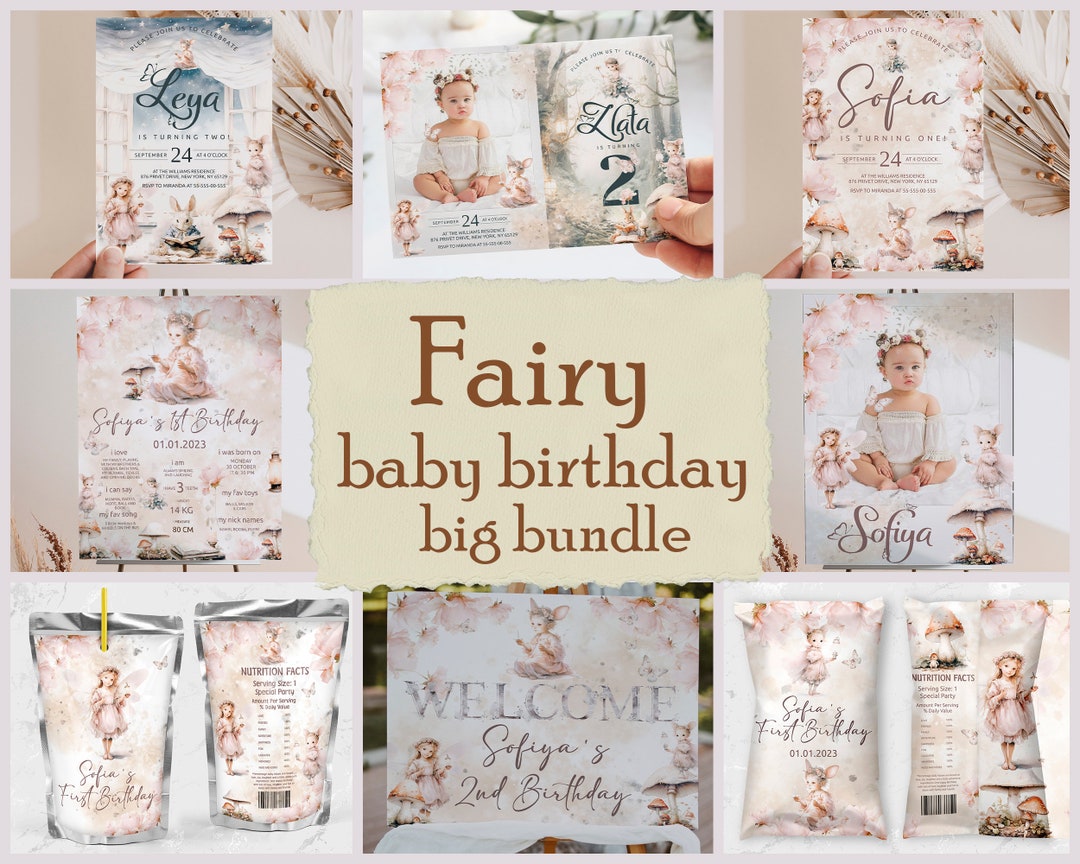 DIY Fairy Girl Magical Birthday Bundle; Editable 1st Birthday Party ...