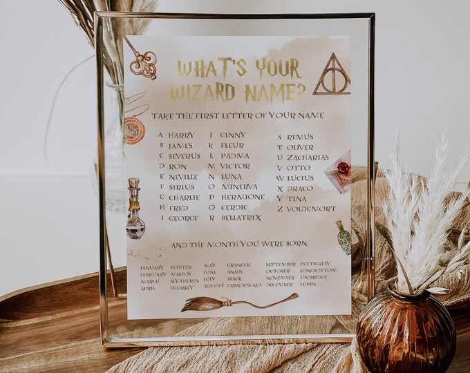 What's YOUR WIZARD NAME Sign; Wizard Baby Shower Sign; Magic School ...
