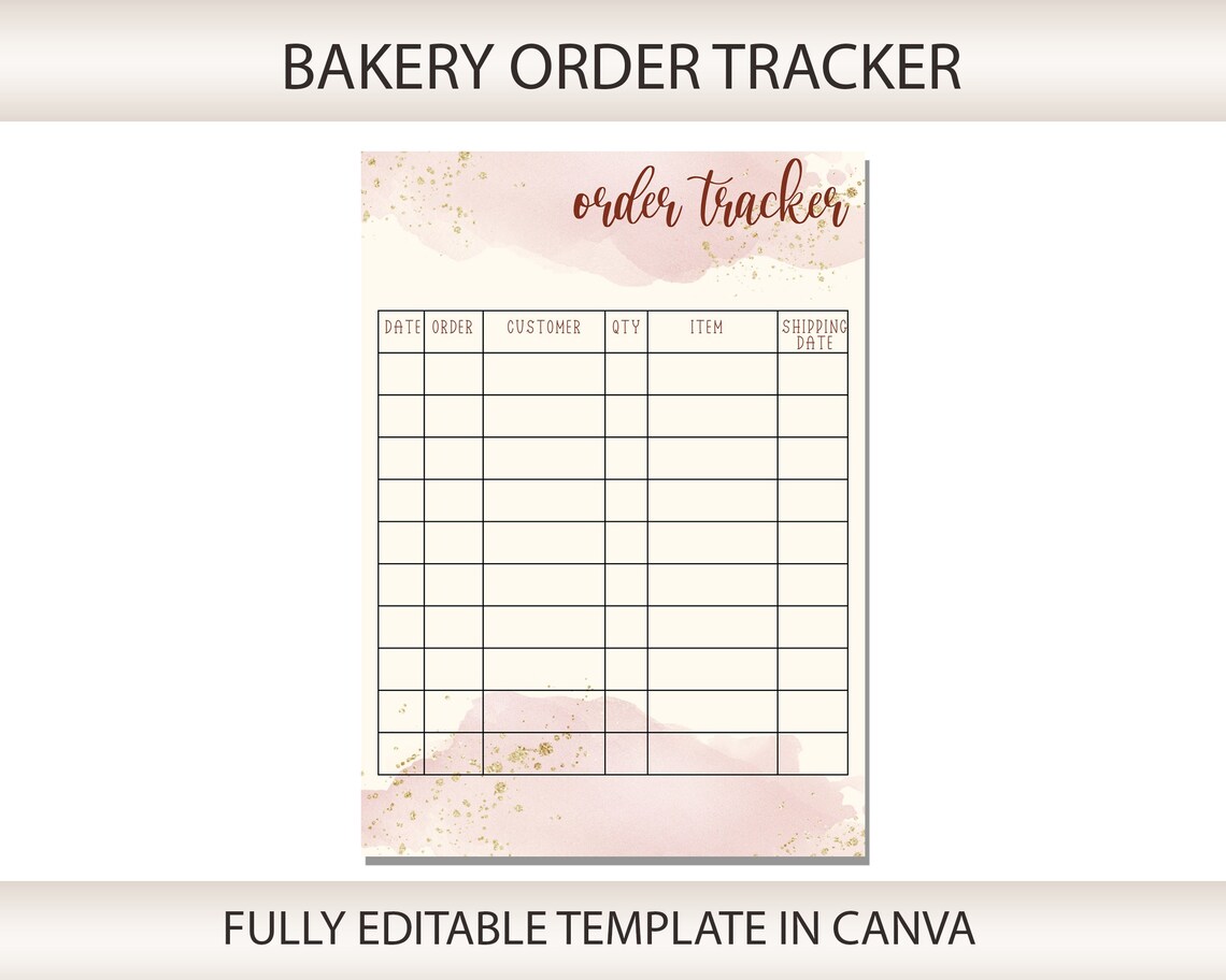 DIY Bakery Order Tracker Baking Business Form Template Logo Bakery ...
