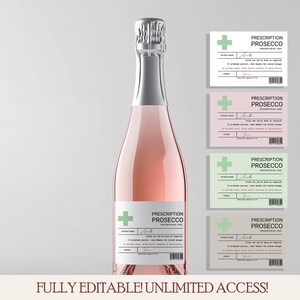 Prescription Prosecco Label Personalized Champagne Sticker; Editable ...