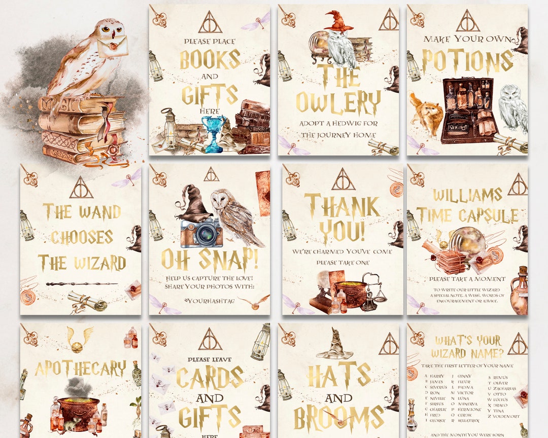 11 WIZARD SIGNS Wizard Baby Shower; Magic School Baby Shower Template ...