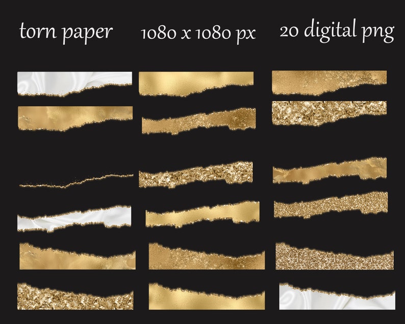 Glam Edges Glam Digital Borders Glitter Torn Paper Glam - Etsy