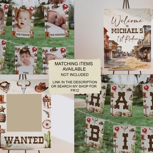 Editable Milestone Sign First Rodeo Birthday Party ; Wild West Cowboy ...