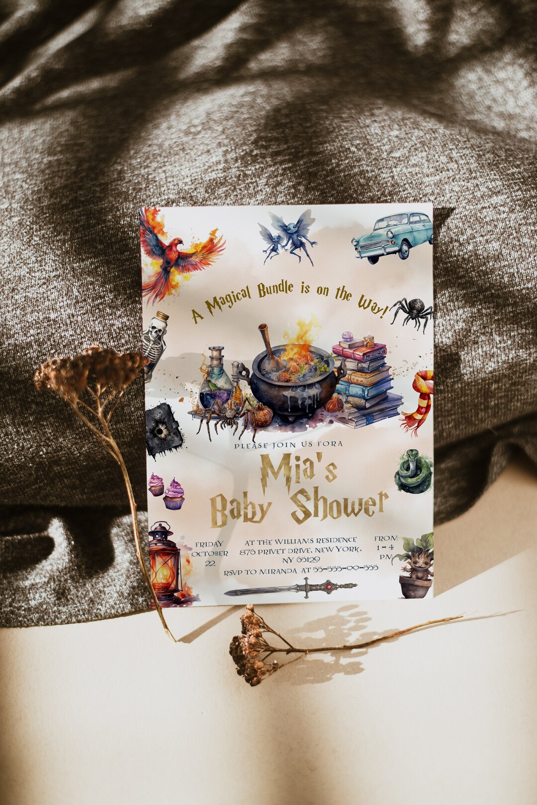 DIY Wizarding World Baby Shower Invitation; Magic School Baby Shower ...