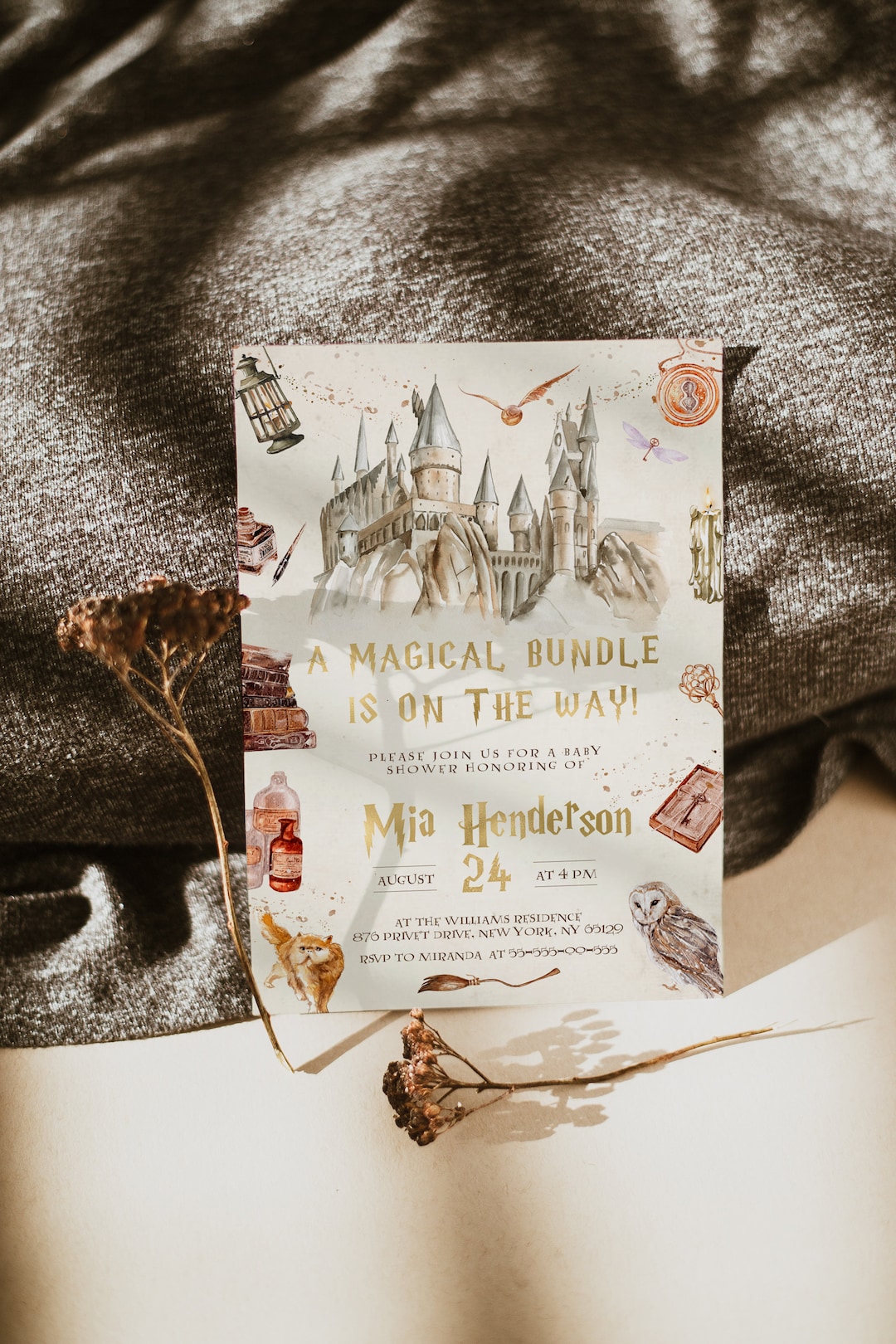 DIY Wizarding World Baby Shower Invitation; Magic School Baby Shower ...