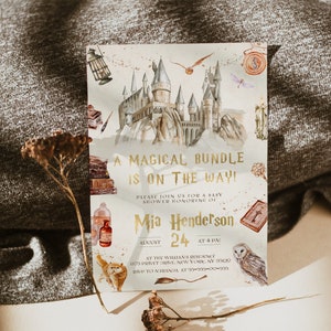 DIY Wizarding World Baby Shower Invitation; Magic School Baby Shower ...