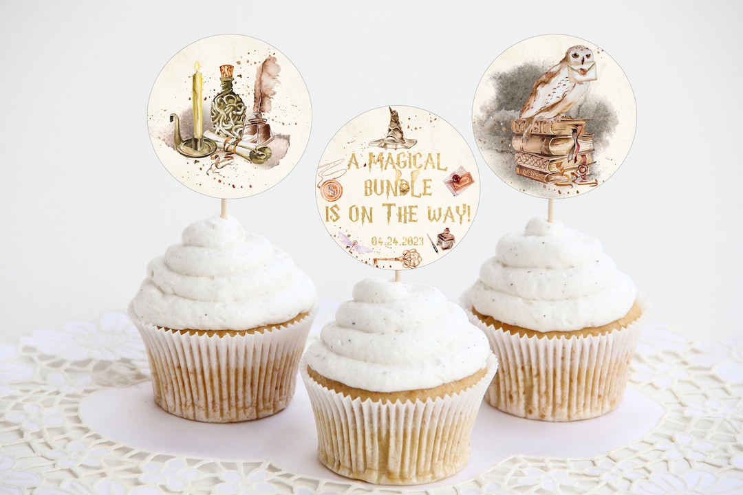 Editable Cupcake Topper Label Baby Shower; Magic School Baby Shower ...