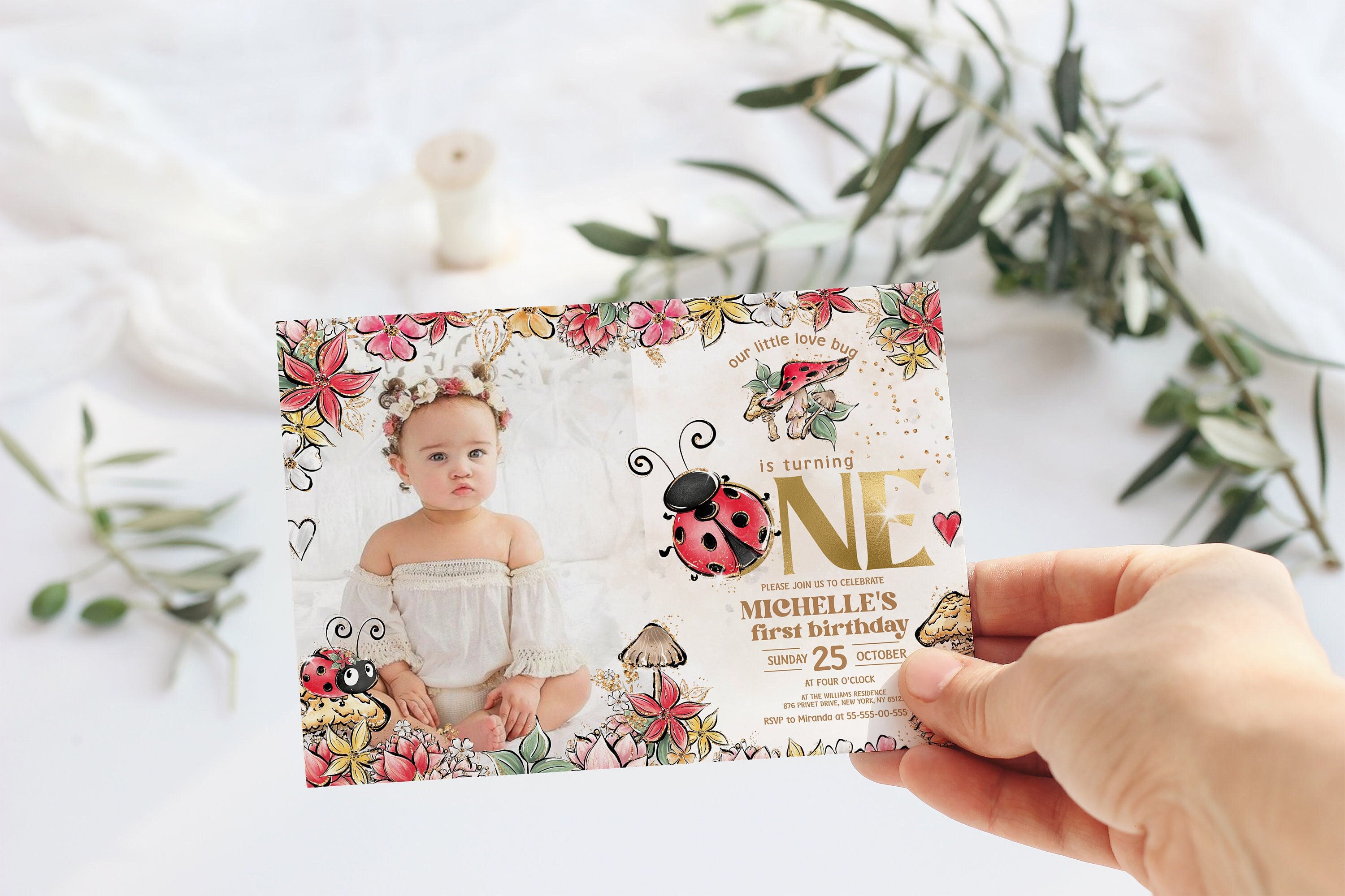 Editable Lady Bug First Birthday Invitation Any Age Lady Bug - Etsy