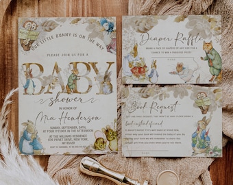 Classic Peter Rabbit Baby Shower Invitation Suite Neutral Baby Shower ...