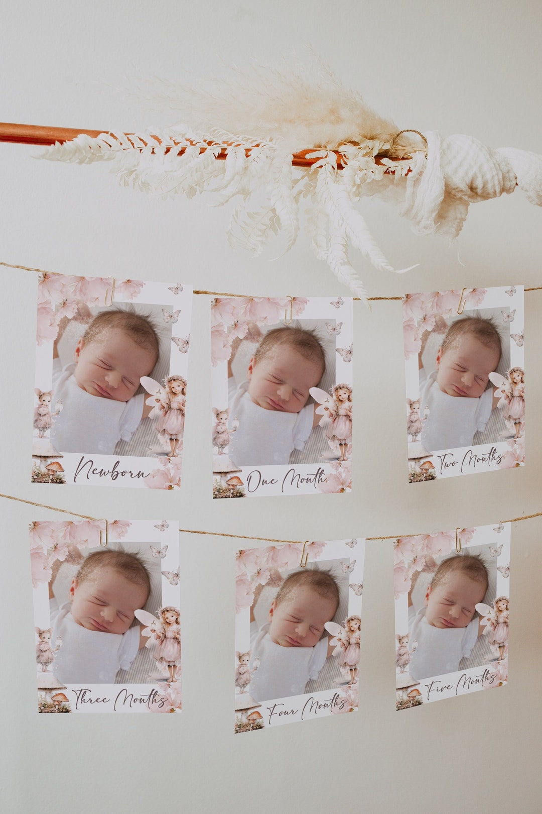 Editable Fairy Birthday Monthly Banner Photo Garland Template Fairy ...