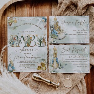 Classic Peter Rabbit Baby Shower Invitation Suite; Neutral Baby Shower ...