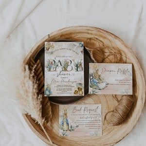 Classic Peter Rabbit Baby Shower Invitation Suite; Neutral Baby Shower ...