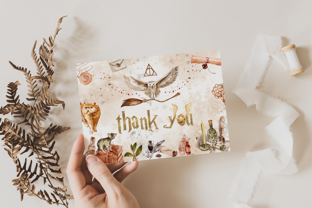 Editable Thank You Card Wizard Birthday Party; Magic School Birthday ...