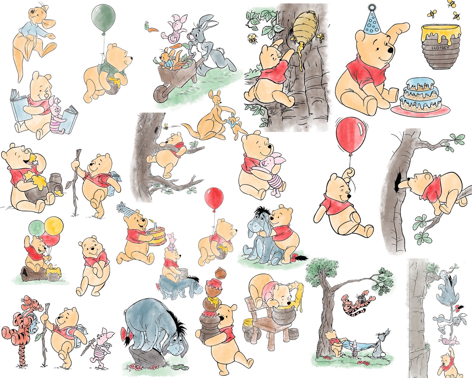Winnie the Pooh Clip Art Png Watercolor COMMERCIAL USE Pooh - Etsy