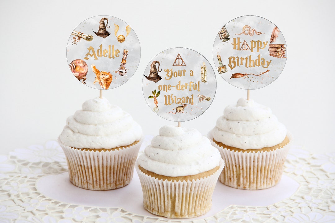 Editable Cupcake Topper Label Birthday Party Magic School 1st - Etsy