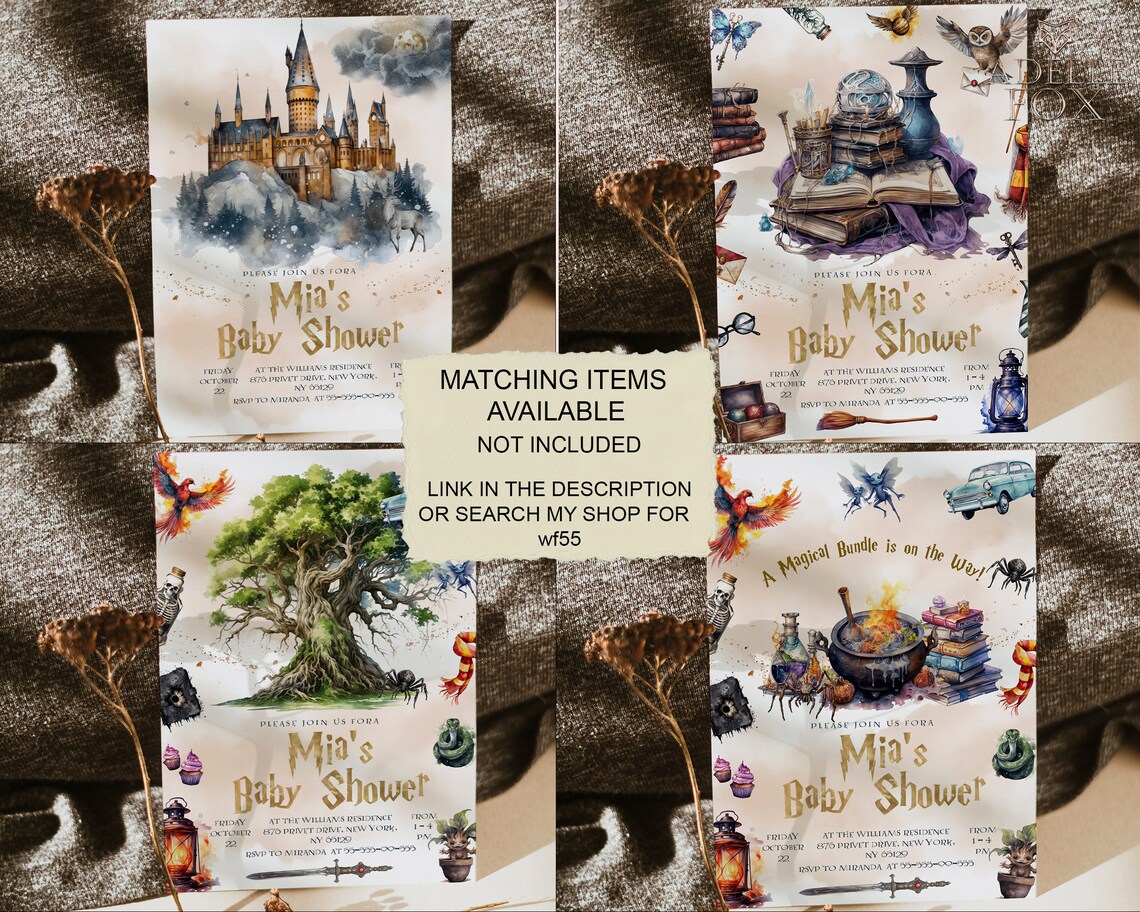 DIY Wizarding World Baby Shower Invitation; Magic School Baby Shower ...