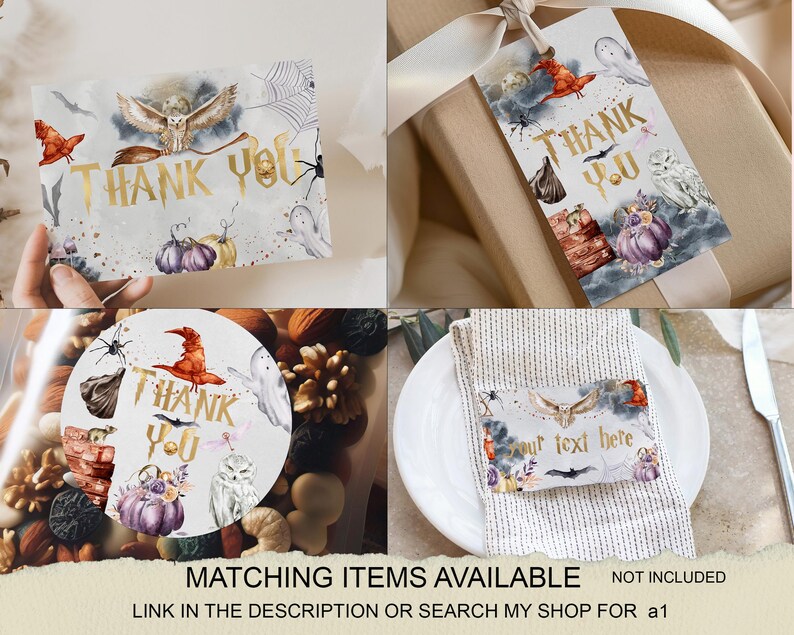 Editable Thank You Card Wizard Birthday Party; Magic School Birthday ...
