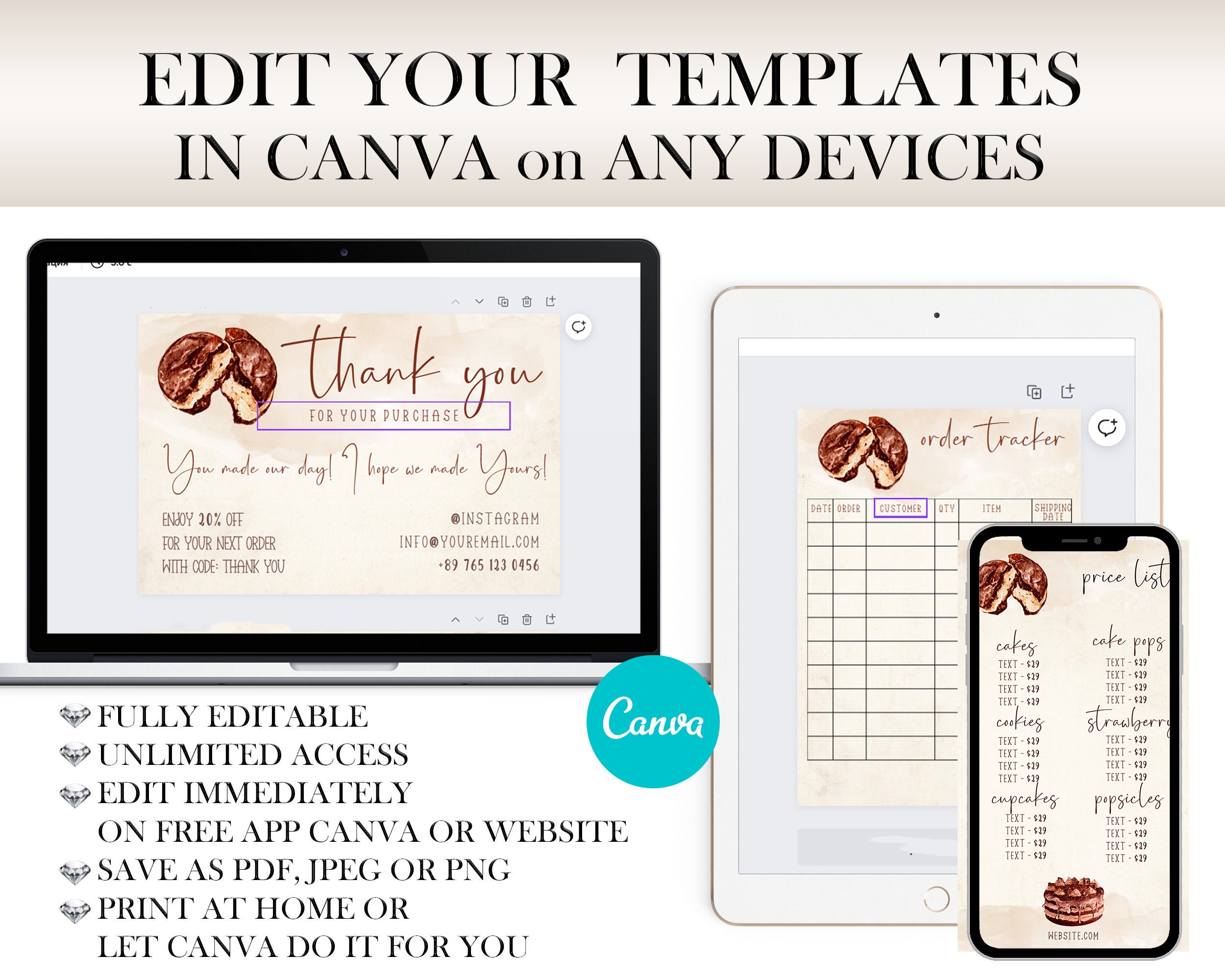 DIY Bakery Order Tracker Baking Business Form Template Logo | Etsy