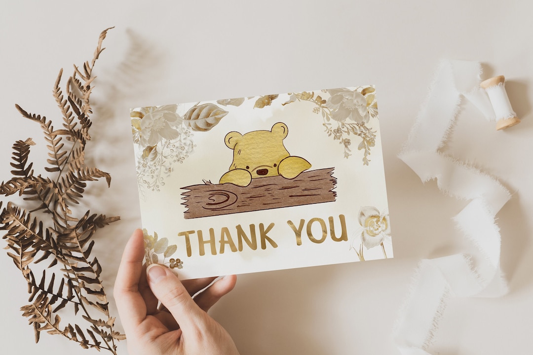 Editable Thank You Card Winnie the Pooh; Winnie the Pooh Baby Shower ...