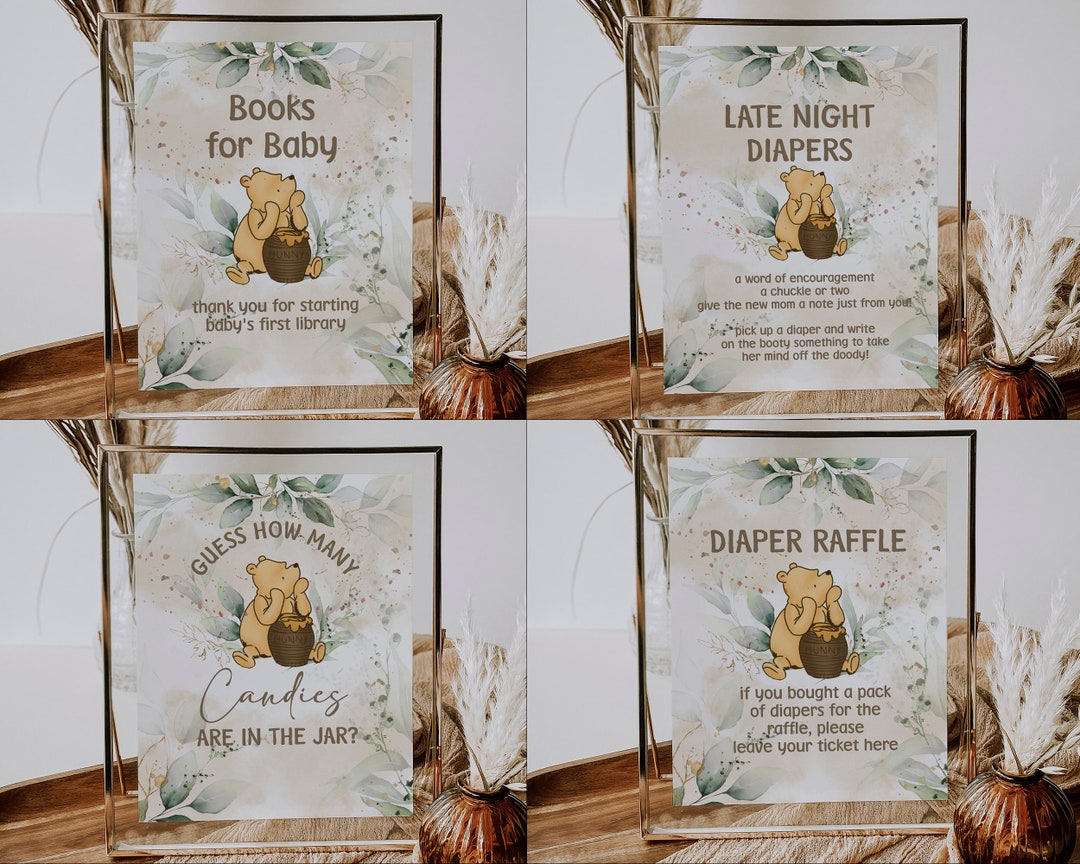 Winnie the Pooh Baby Shower Signs; Winnie the Pooh Inspired; Printable ...