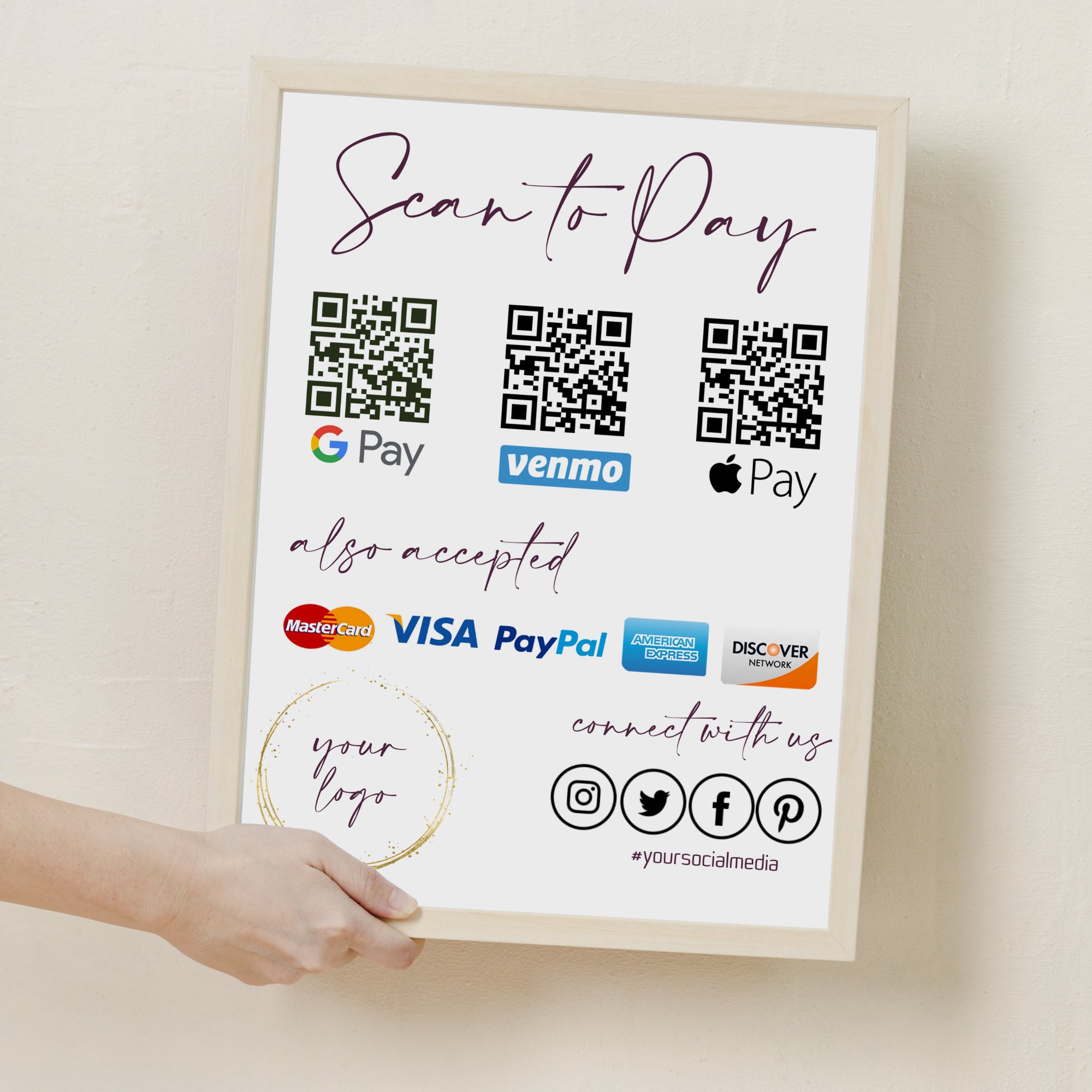 Scan to Pay Template QR Code Payment Sign QR Code Sign - Etsy
