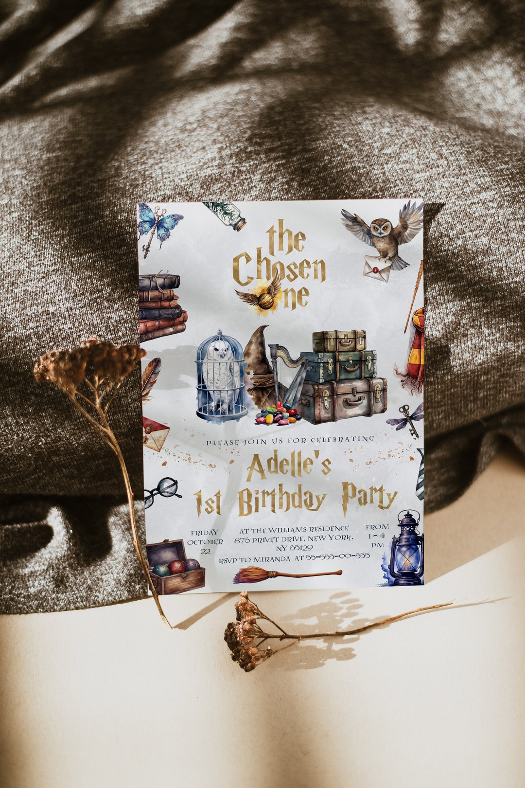 The Chosen One Invitation Wizard Birthday Party Magic School 1st ...