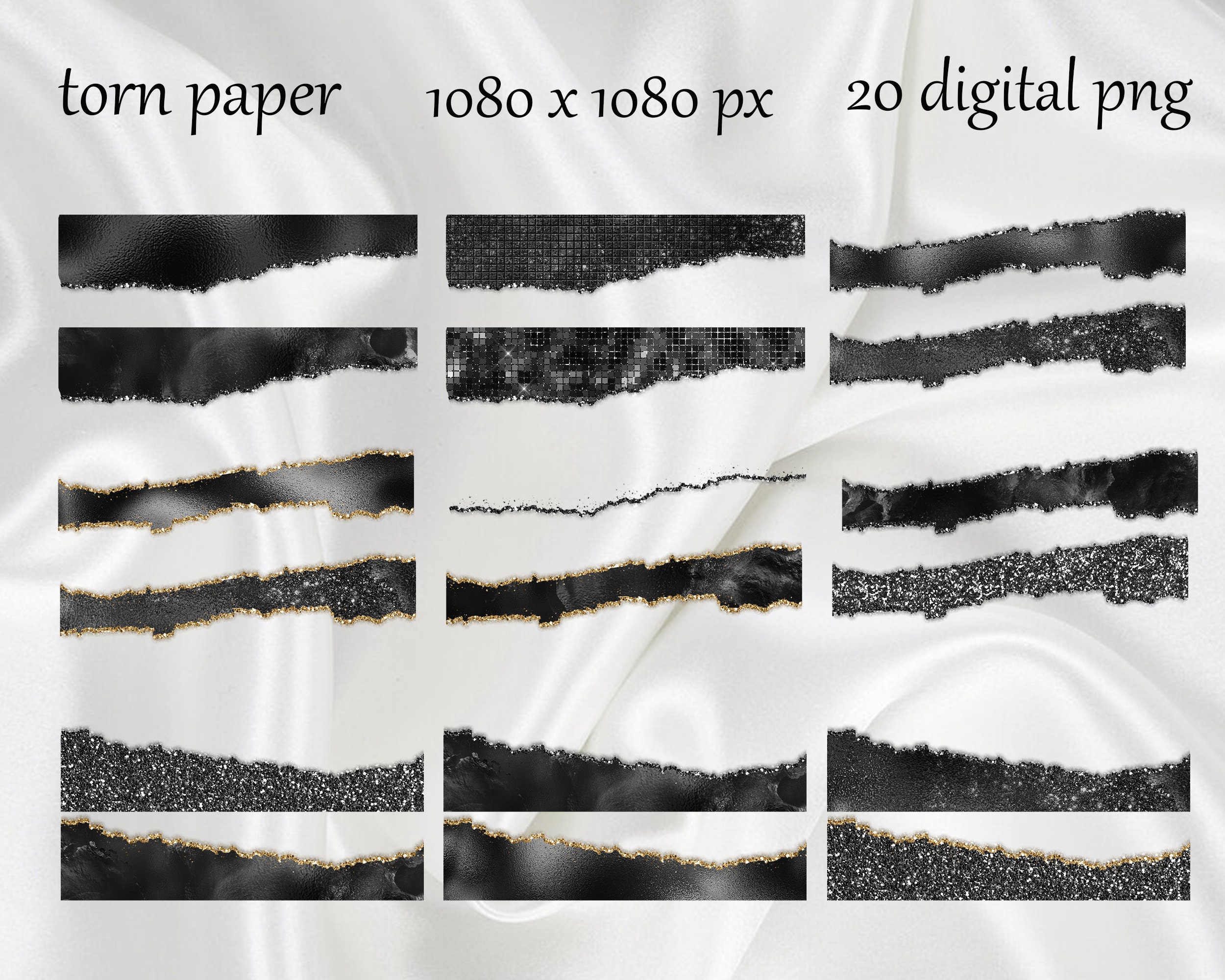 Glam Edges Glam Digital Borders Glitter Torn Paper Glam - Etsy