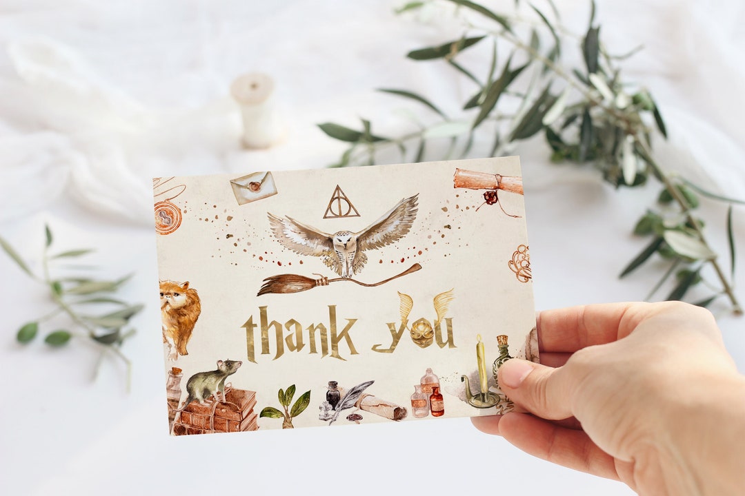 Editable Thank You Card Wizard Birthday Party; Magic School Birthday ...