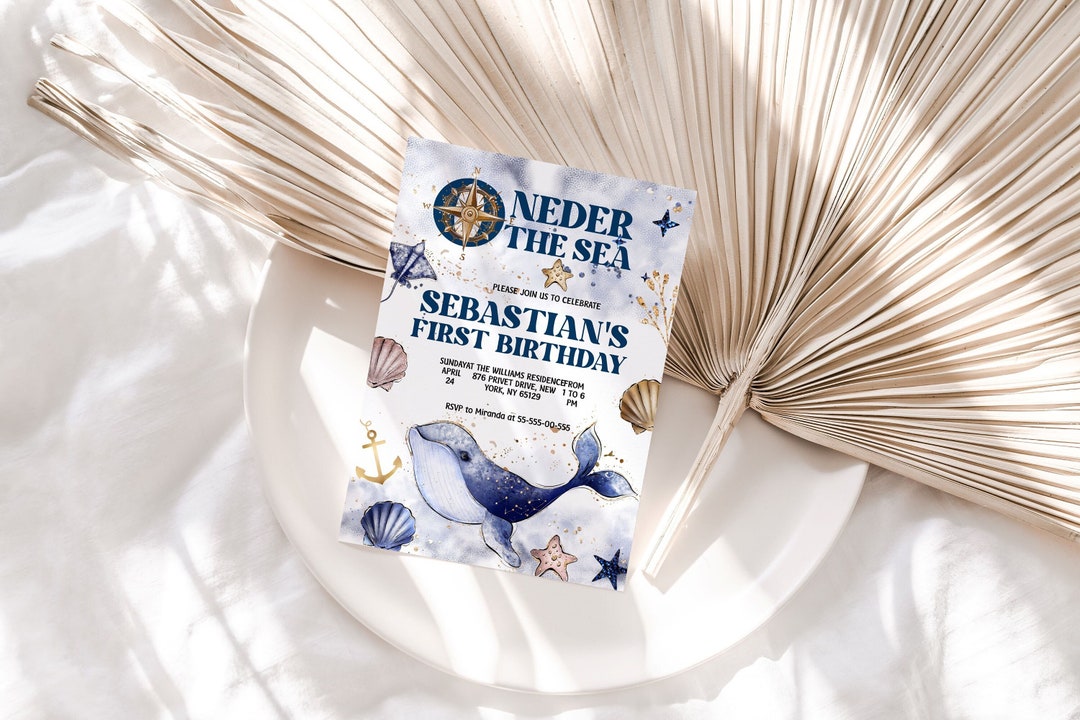 Editable Oneder the Sea First Birthday Invitation; Under the Sea Party ...