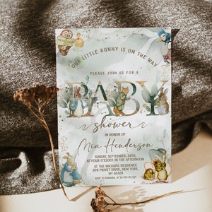Classic Peter Rabbit Baby Shower Invitation Suite; Neutral Baby Shower ...