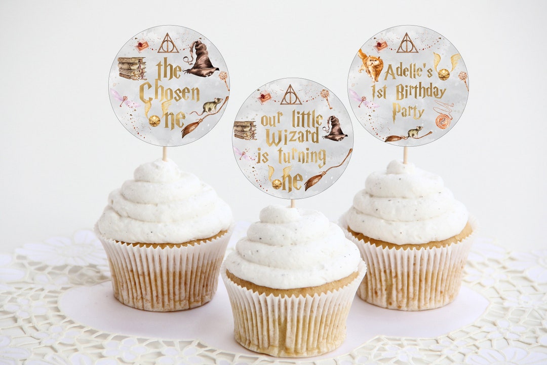 Editable Cupcake Topper Label Birthday Party; Magic School 1st Birthday ...