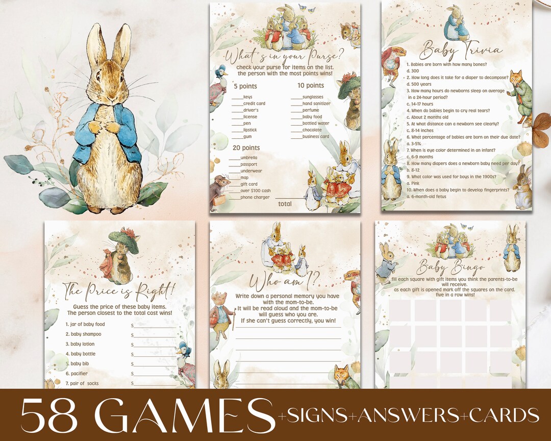 Peter Rabbit Baby Shower Games; Peter Rabbit Inspired; Printable Peter ...