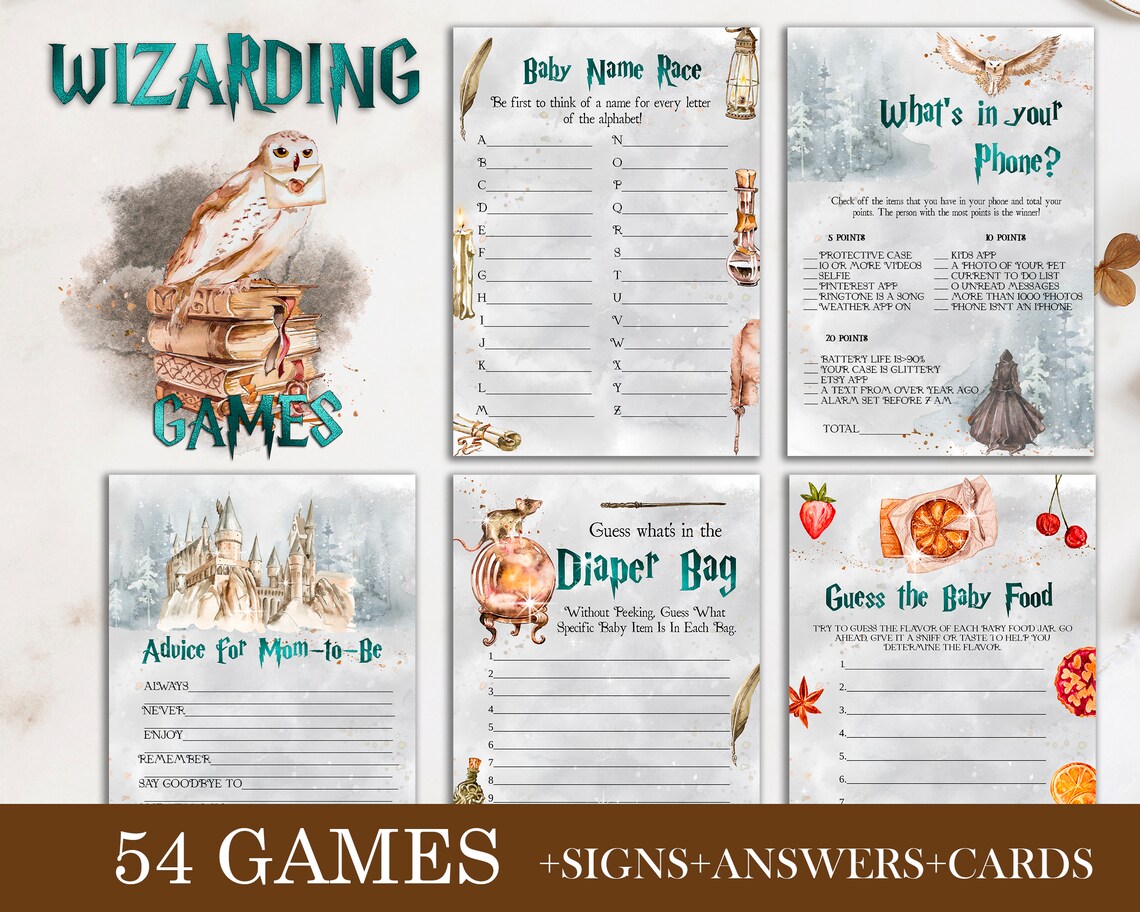 Wizarding World Baby Shower Games School of Wizard Inspired - Etsy