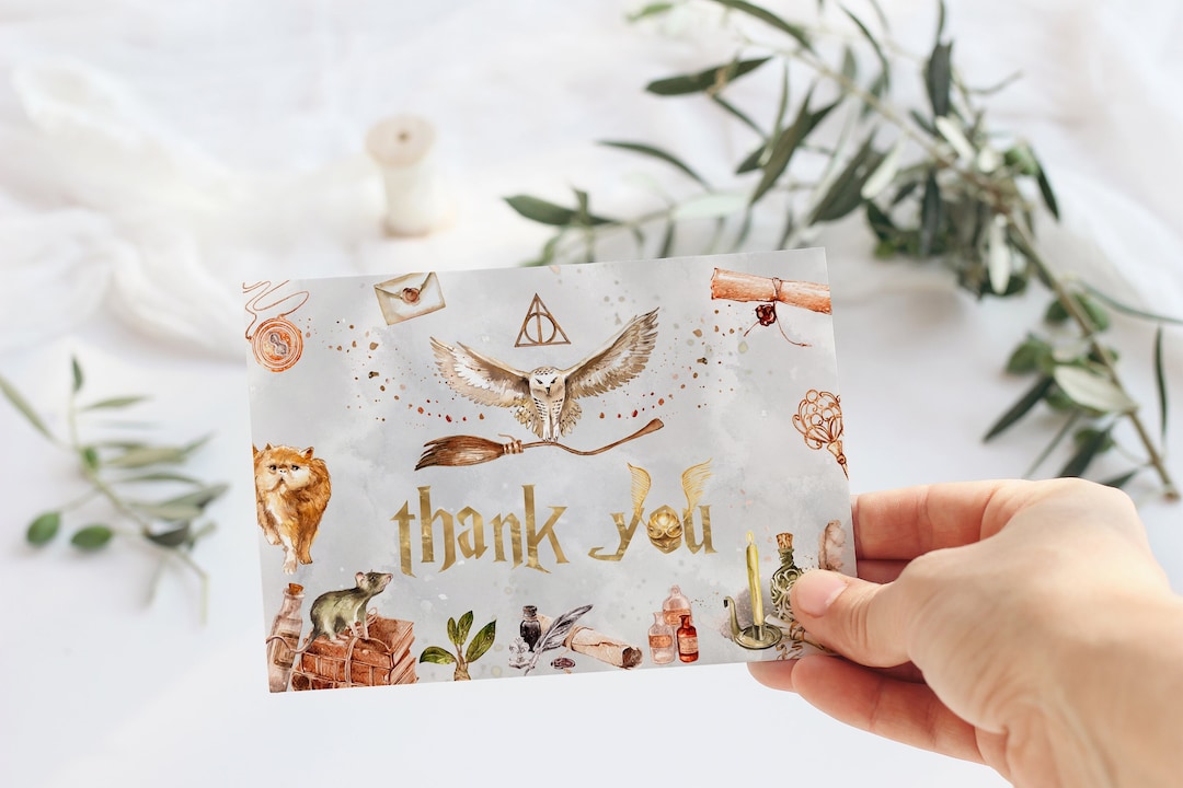 Editable Thank You Card Wizard Birthday Party; Magic School Birthday ...