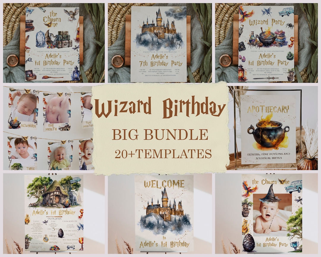 The Chosen One Big Bundle; Wizard Birthday Party Bundle Templates ...