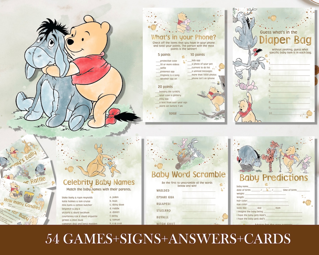 Winnie the Pooh Baby Shower Games; Winnie the Pooh Inspired; Printable ...