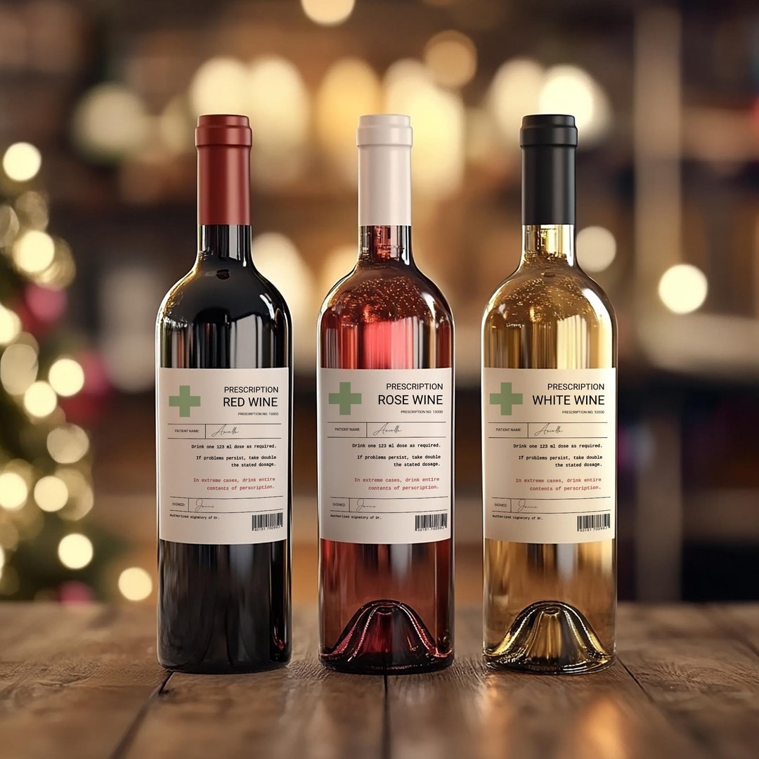 Prescription Wine Label Personalized White, Red, Rose Wine Sticker ...