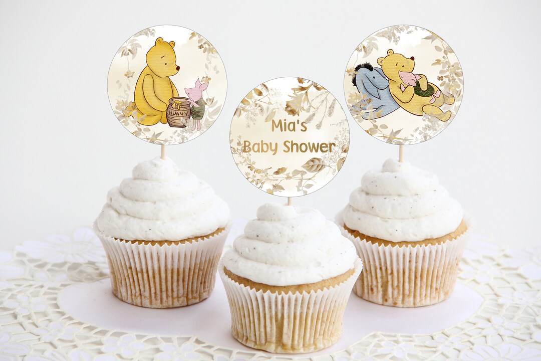 Editable Cupcake Topper Label Winnie the Pooh; Winnie the Pooh Baby ...