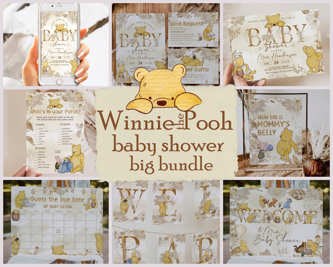 Winnie the Pooh Baby Shower Bundle; Large Winnie the Pooh Baby Shower ...