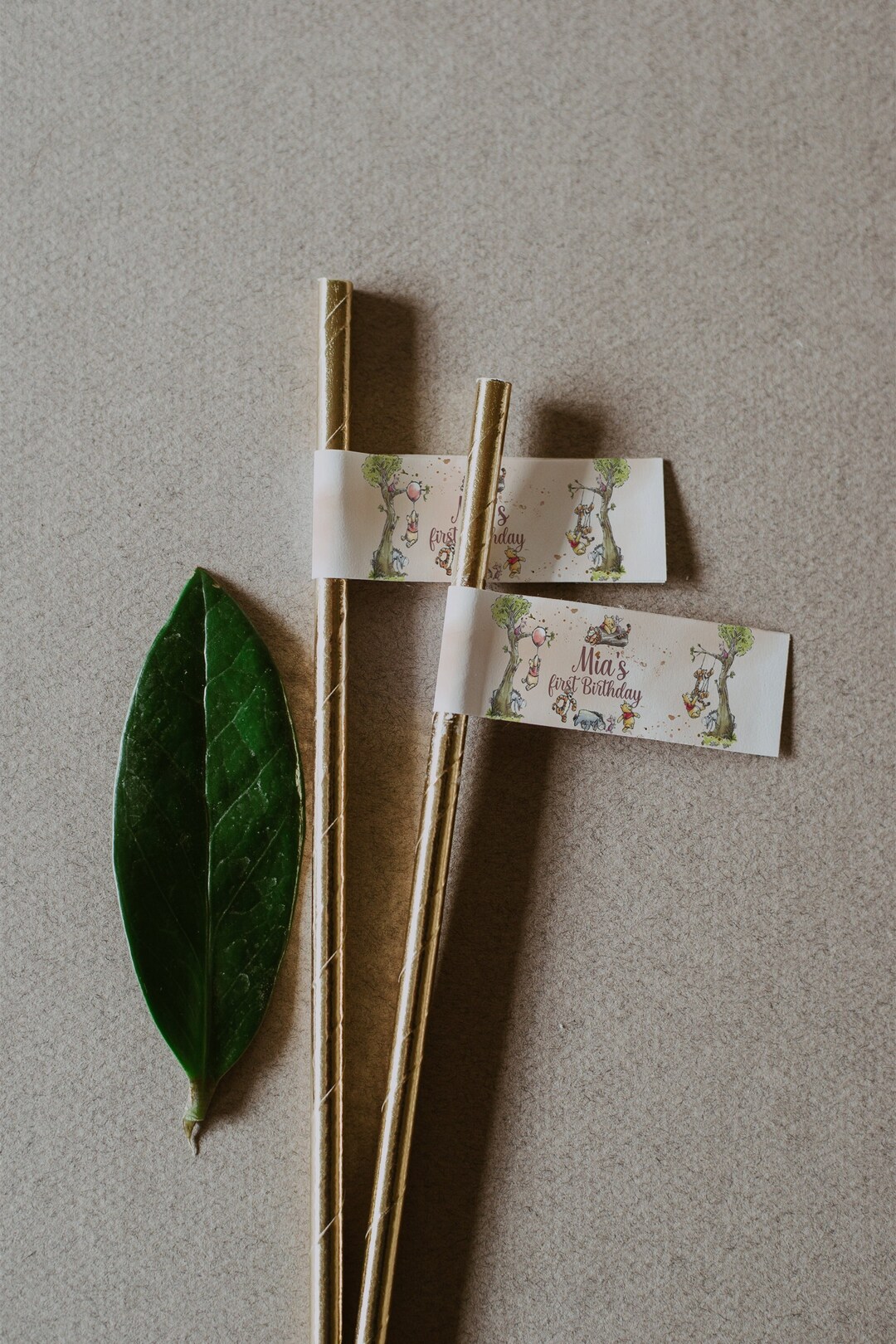 Editable Straw Tag Hundred Acre Wood First Birthday Party Straw Tag ...