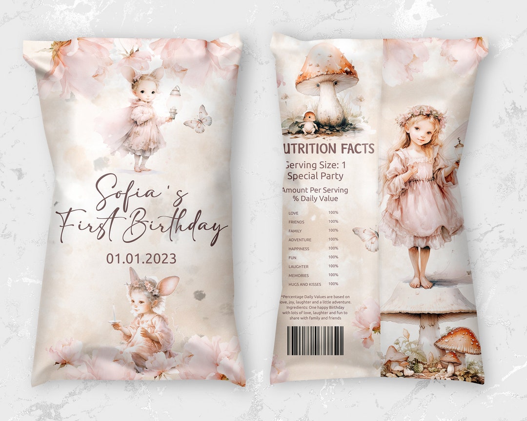 Editable Fairy Birthday Potato Bag Template Fairy Floral Birthday ...