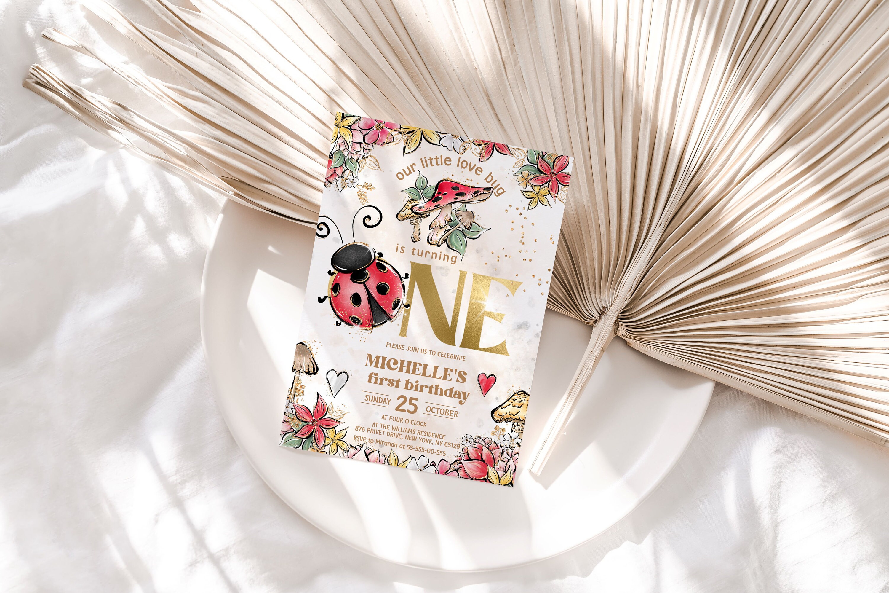 Editable Lady Bug First Birthday Invitation Any Age Lady Bug - Etsy