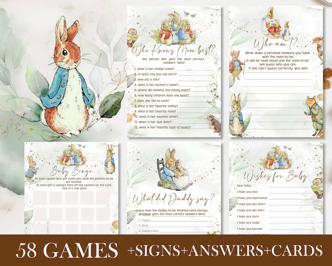 Peter Rabbit Baby Shower Games; Peter Rabbit Inspired; Printable Peter ...