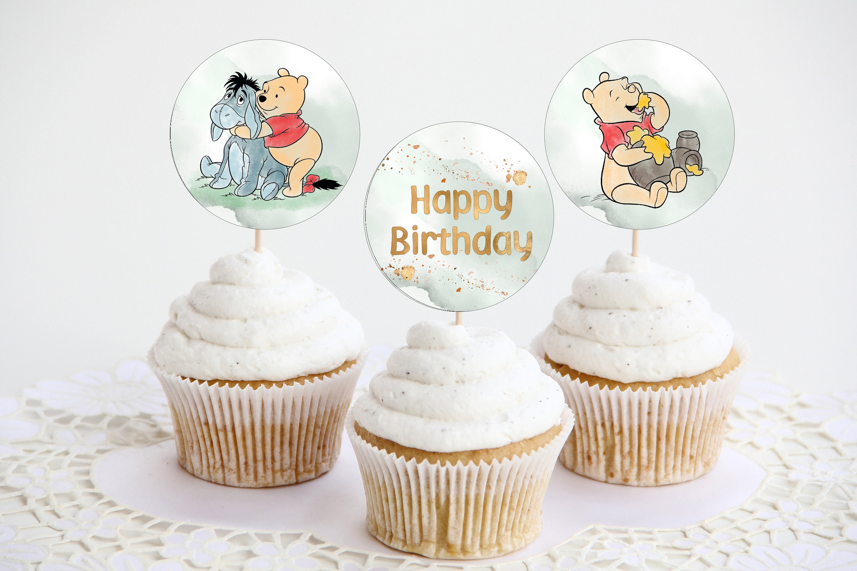 Editable Cupcake Topper Label Winnie the Pooh Winnie the Pooh - Etsy