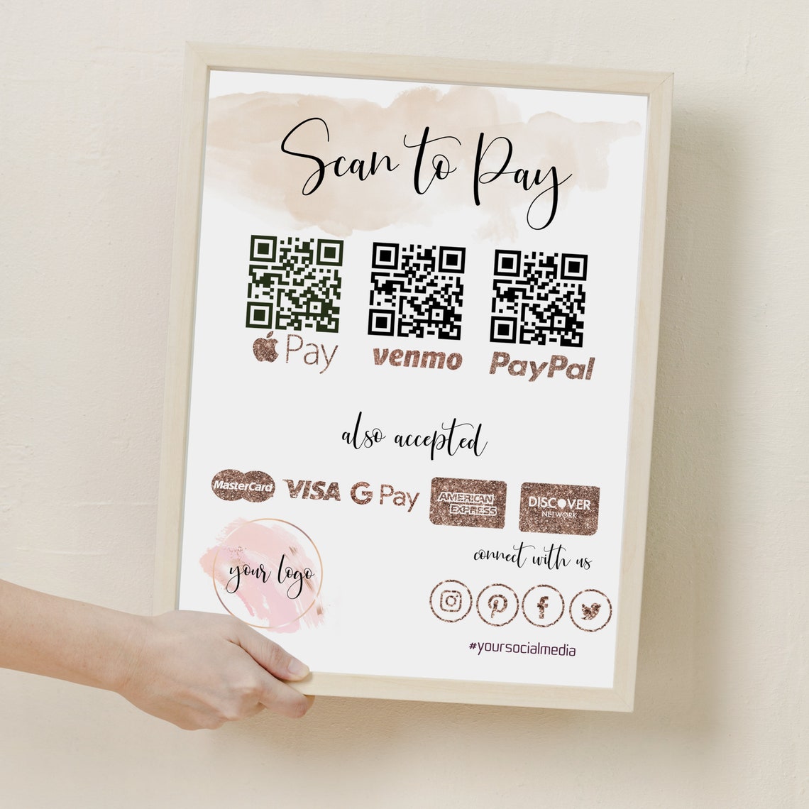 Scan to Pay Template QR Code Payment Sign QR Code Sign - Etsy