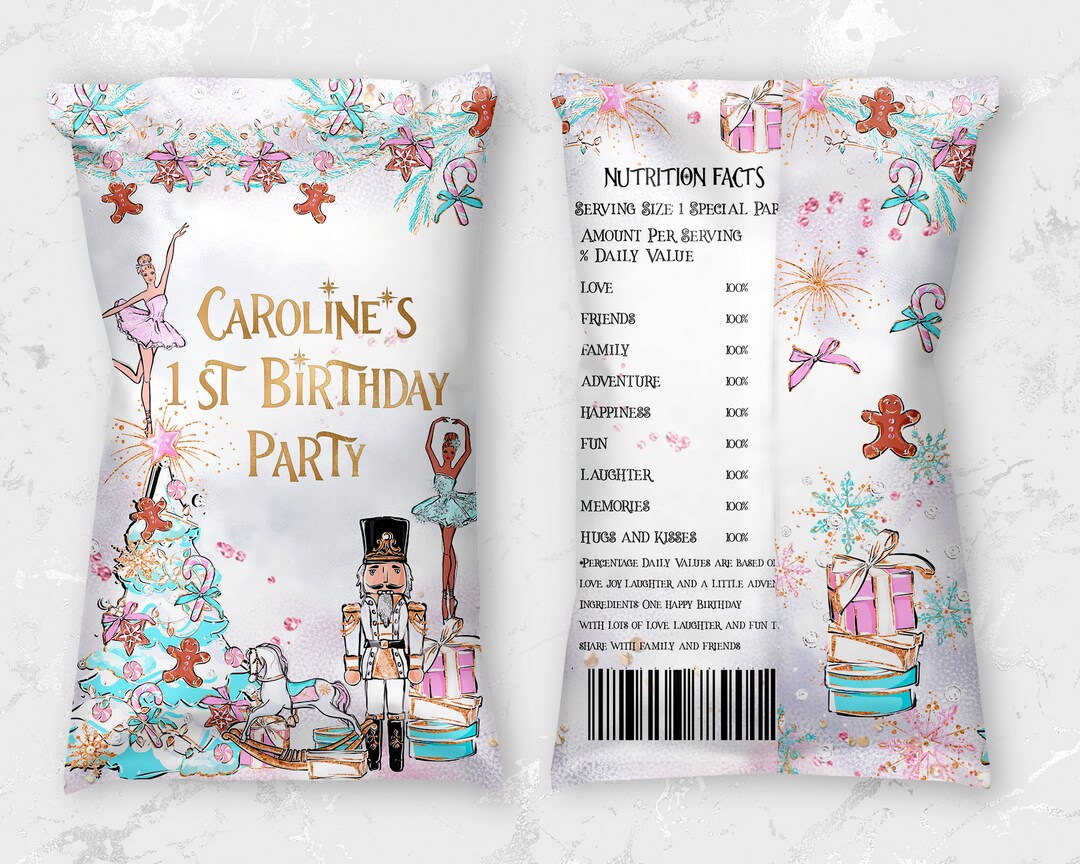 Editable Chips Bag Label Birthday Party Nutcracker 1st - Etsy Australia