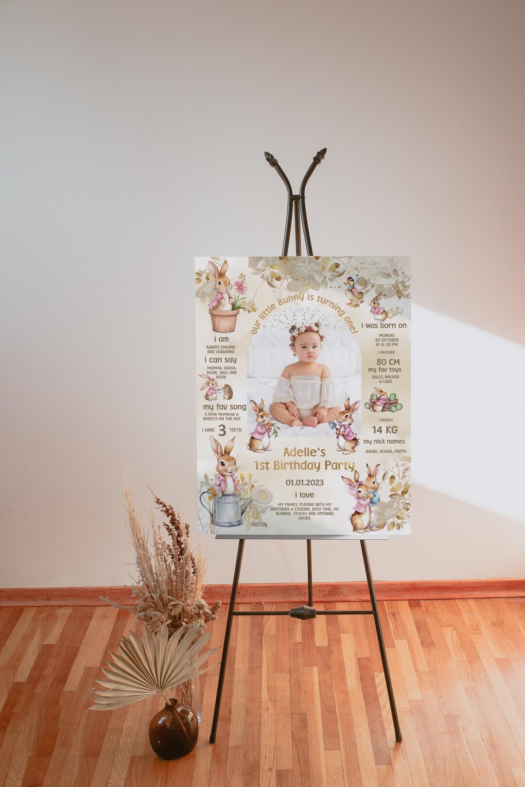 Editable and Printable Milestone Board for the 1st Baby Birthday Party ...